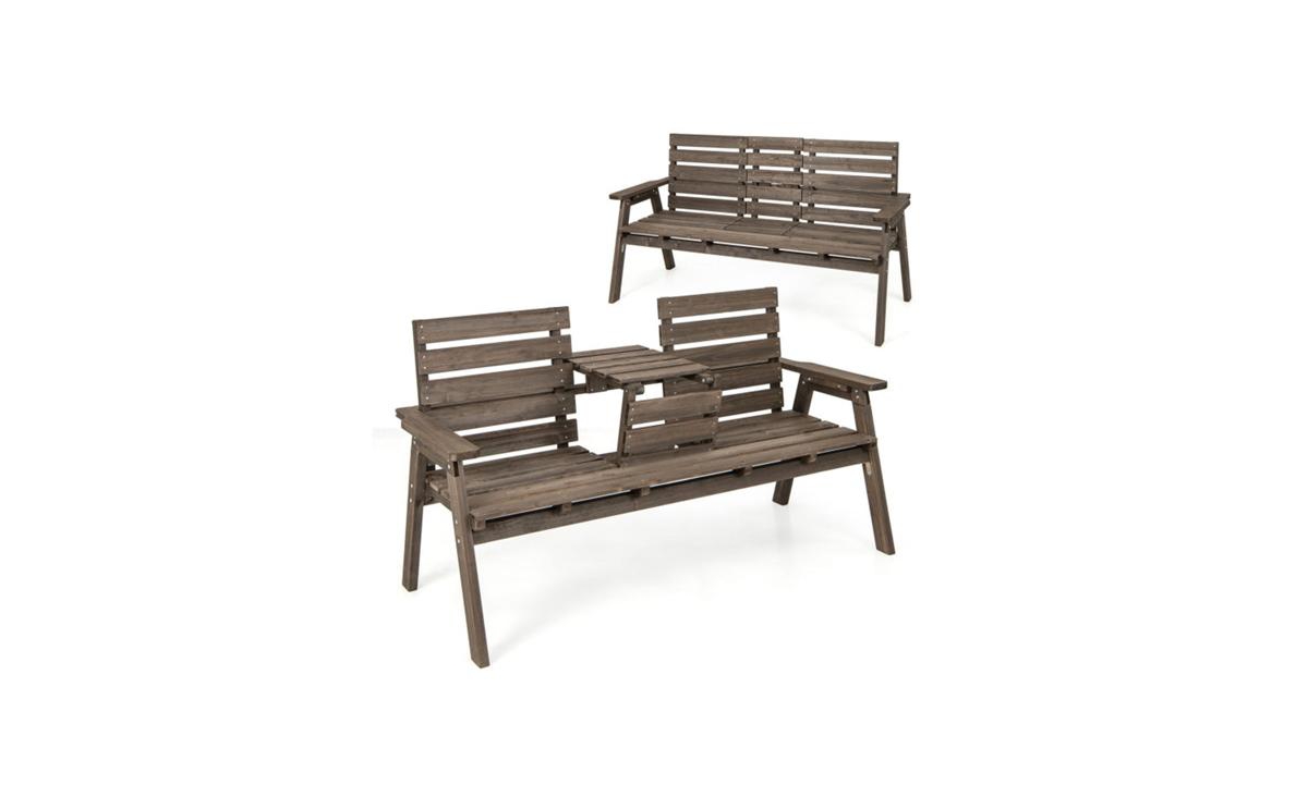 Click here for Wooden Bench with Foldable Middle Table for Outdoo... prices