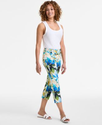 JM Collection Women's Printed Pull On Rivet Capri Pants, Exclusively at ...