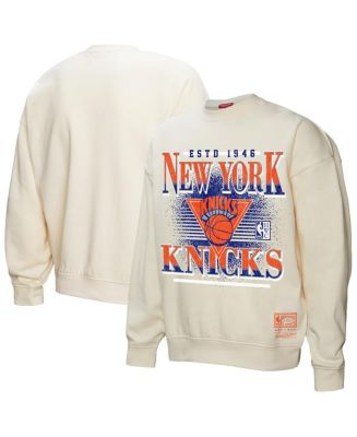 Mitchell & Ness Women's Cream New York Knicks Oversprayed Pullover ...