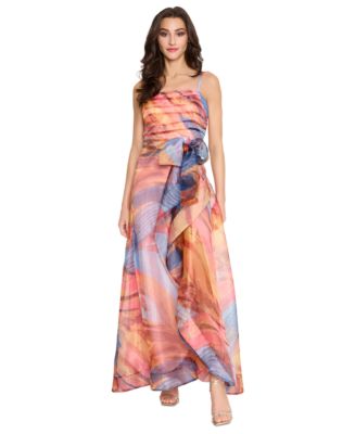 Tahari Women's Ruched-Bodice Sash-Waist Crossover-Skirt Dress - Macy's