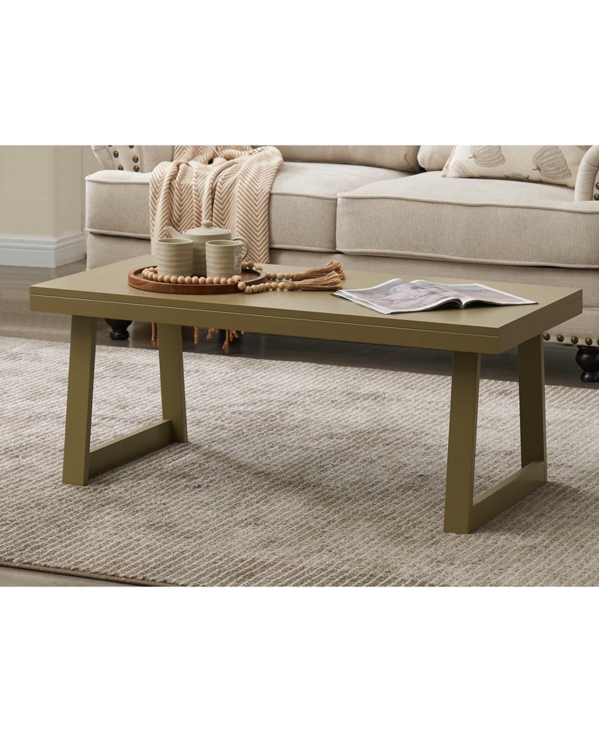 Kings Brand Furniture Charlie Rectangular Coffee Table  Center Table  Cocktail Tea Table for Living Room - Lemon pepper
