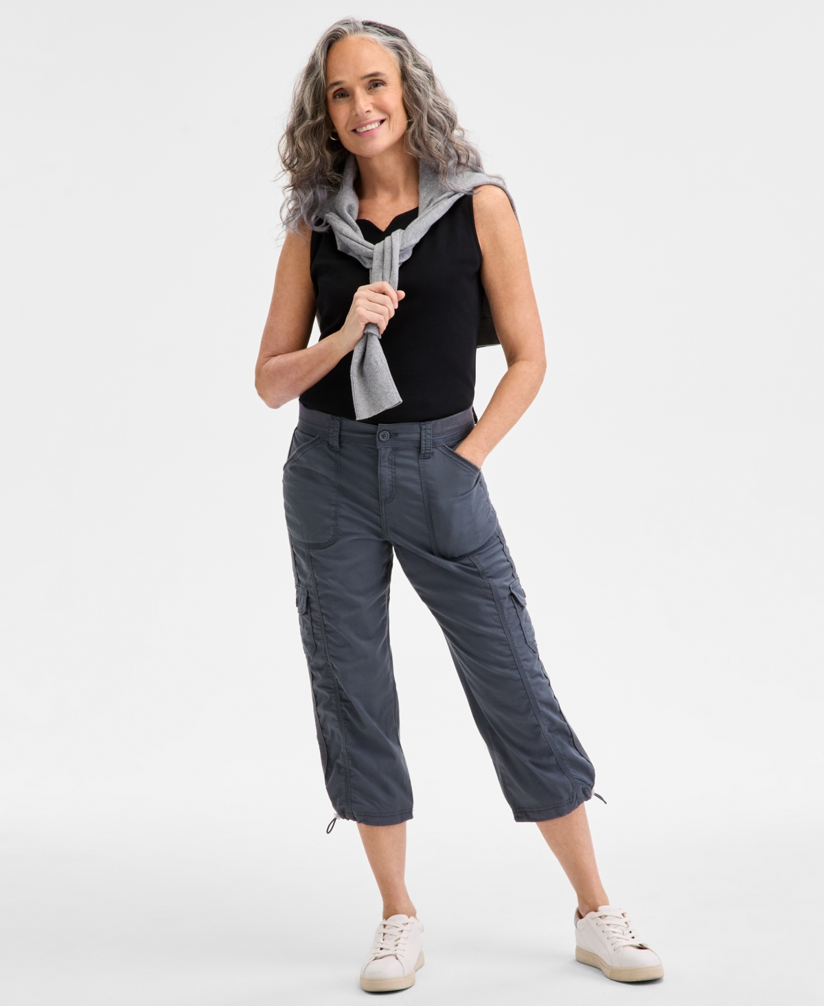 Click here for Style & Co Womens Mid-Rise Cargo Capri Pants  Excl... prices