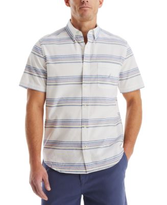 Nautica Men's Short Sleeve Button-Down Striped Oxford Shirt - Macy's