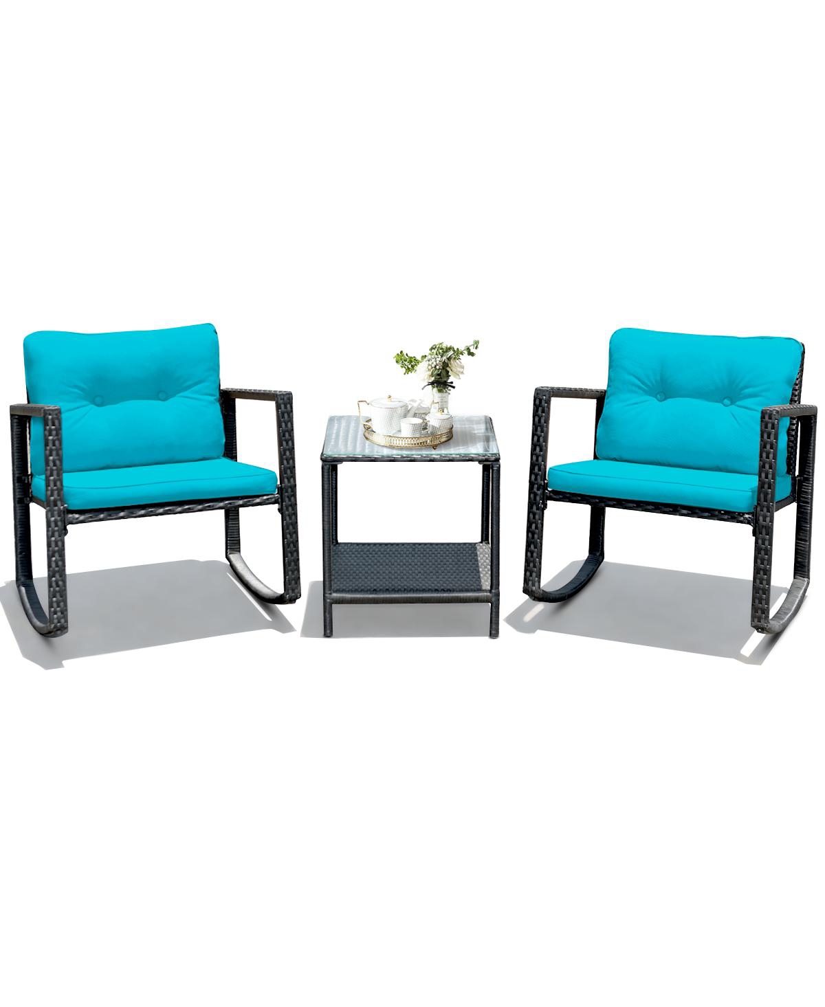 Click here for Gymax 3PCS Rattan Rocking Chair Table Set Patio Fu... prices