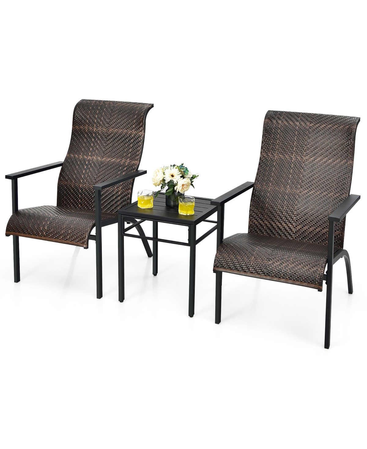 Click here for Gymax 3PCS Rattan Bistro Chair Set Patio Furniture... prices