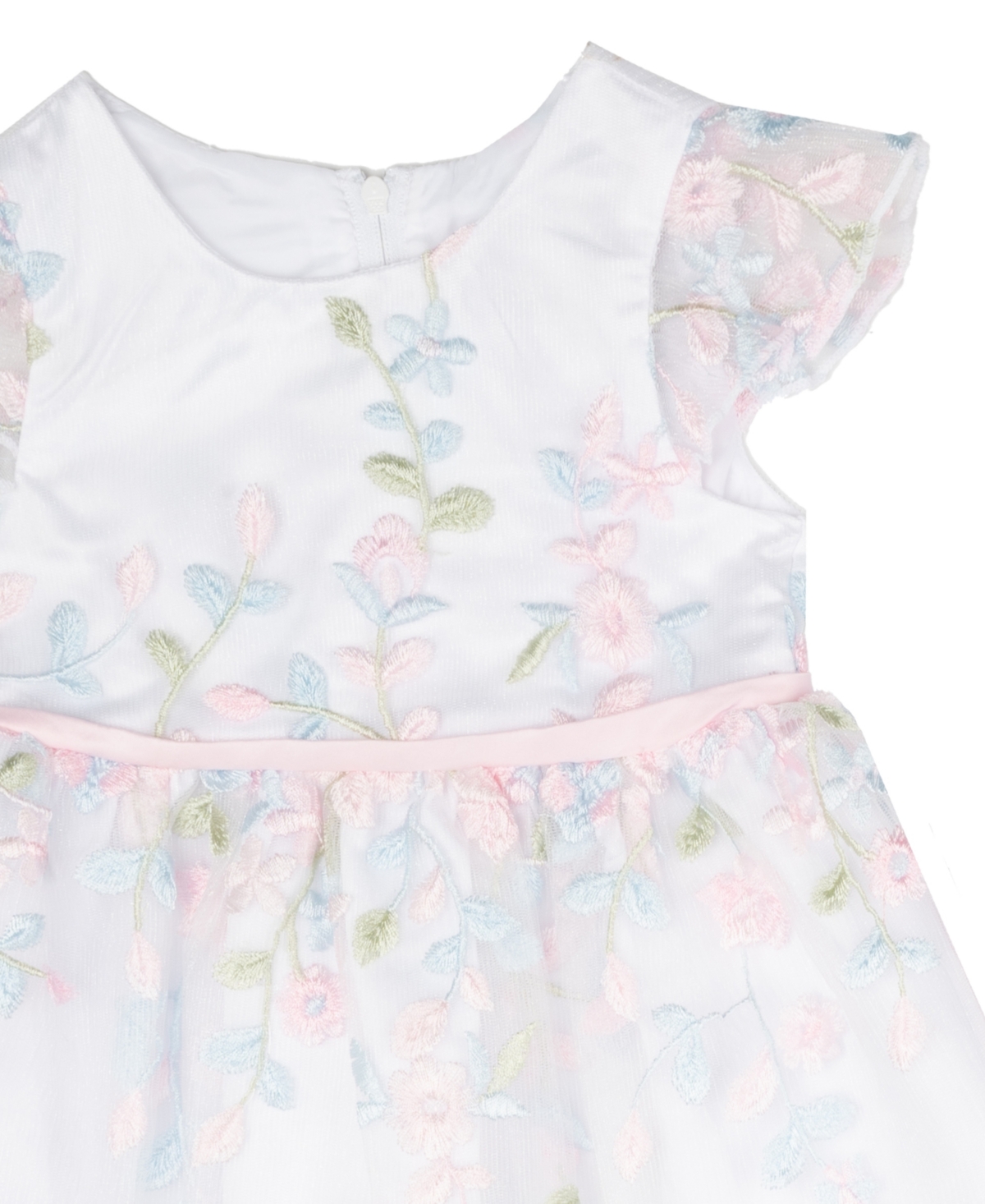 Rare Editions Baby Girl Floral Embroidered Mesh Social Dress In Ivory ...