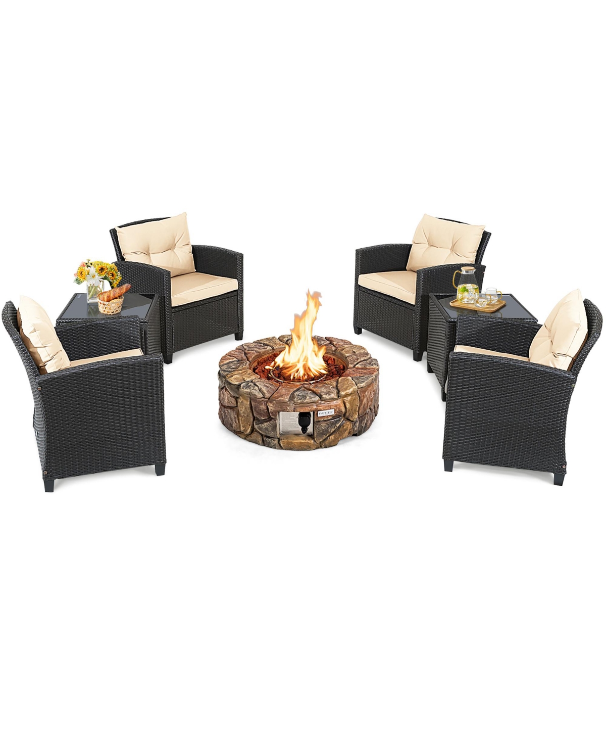 Click here for 7PCS Patio Rattan Wicker Furniture Set Gas Fire Pi... prices