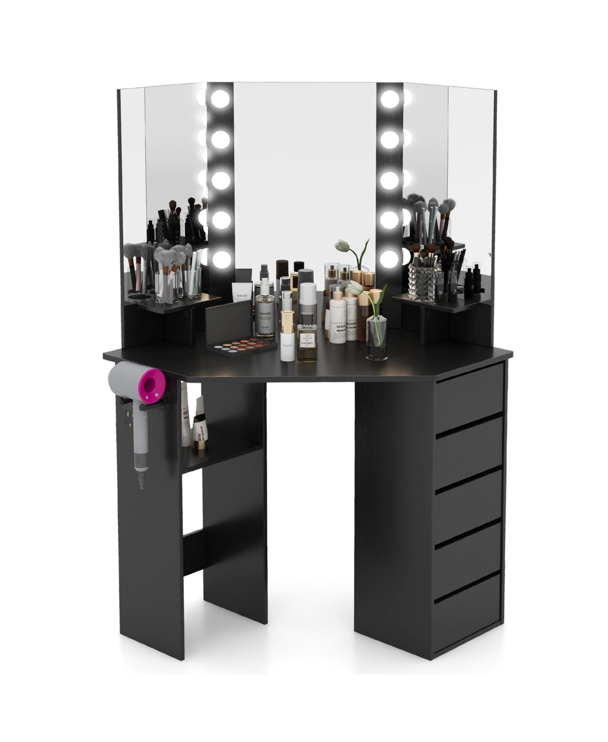 Click here for Corner Vanity Desk Cosmetic Vanity Station with Le... prices