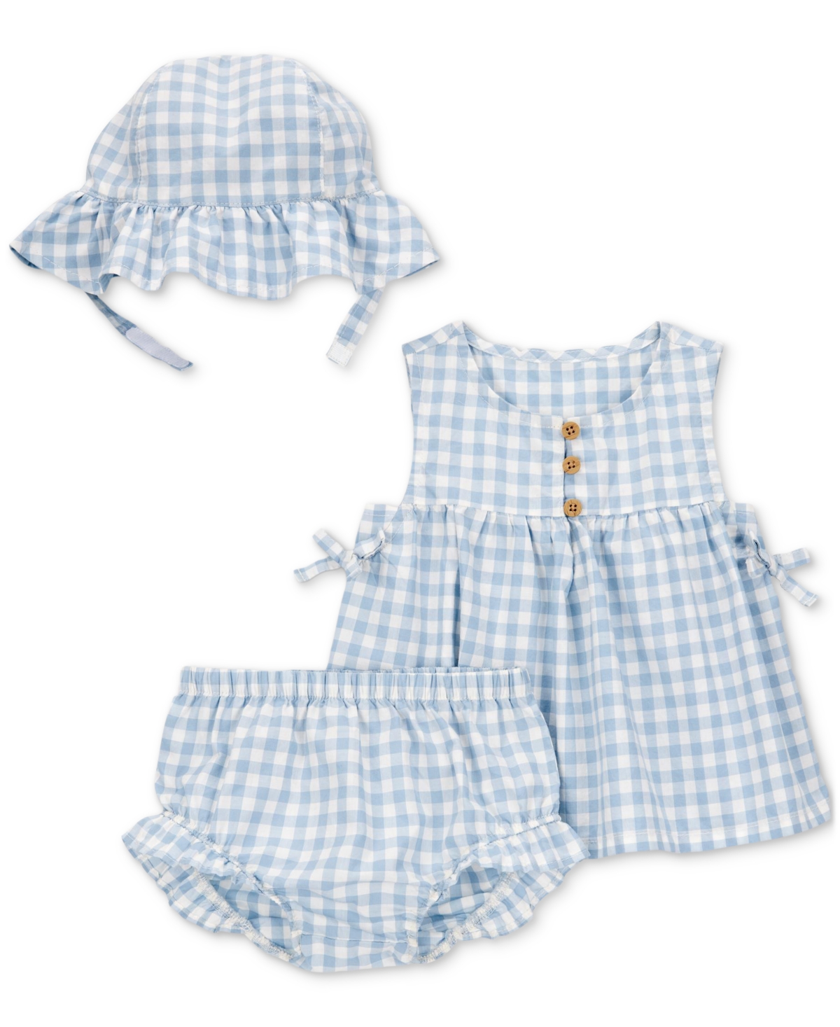 Click here for Carters Baby Girls 3-Pc. Cotton Gingham Hat  Top &... prices