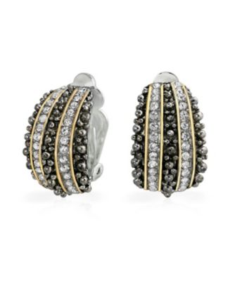 Bling Jewelry Bali Style Caviar Beading Crystal Half Hoop Clip-On ...