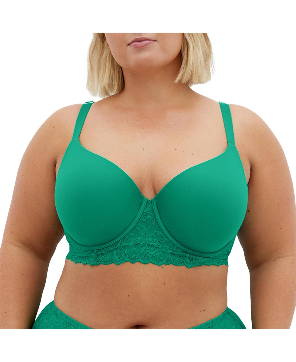 Click here for Plus Size Gemma Contour Longline Bra - Kelly green prices