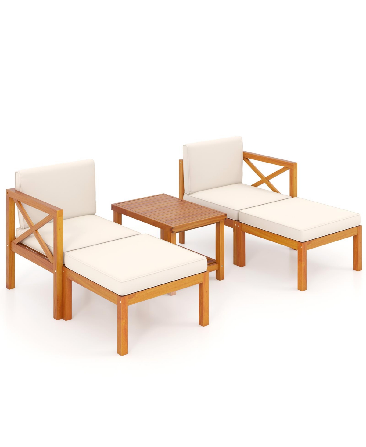 Click here for 5 Pieces Acacia Wood Patio Lounge Chair Set with O... prices