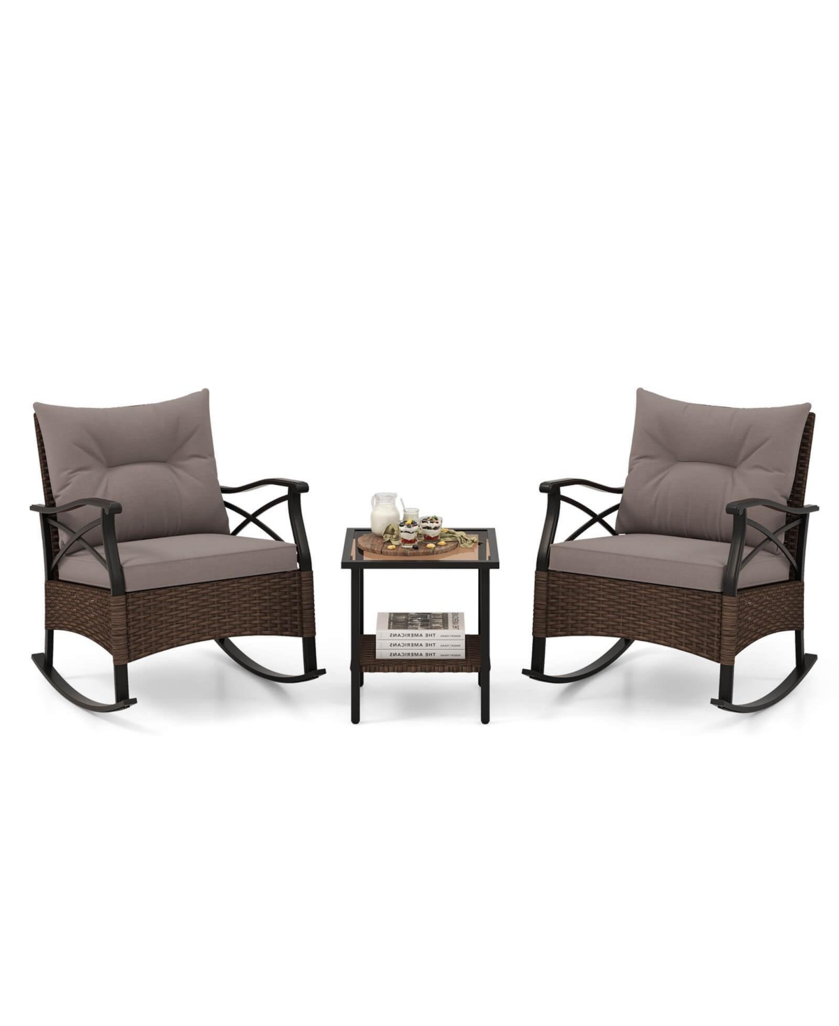 Click here for 3 Pcs Patio Rocker Set with 2-Tier Coffee Table &... prices