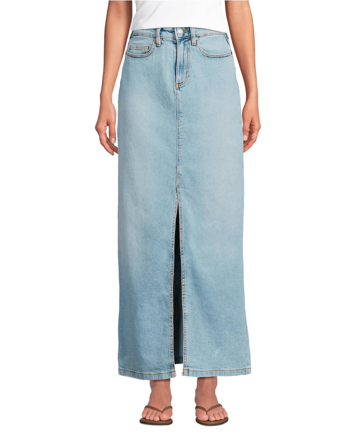 Click here for Lands End Womens Soft Denim Maxi Skirt - Breeze bl... prices