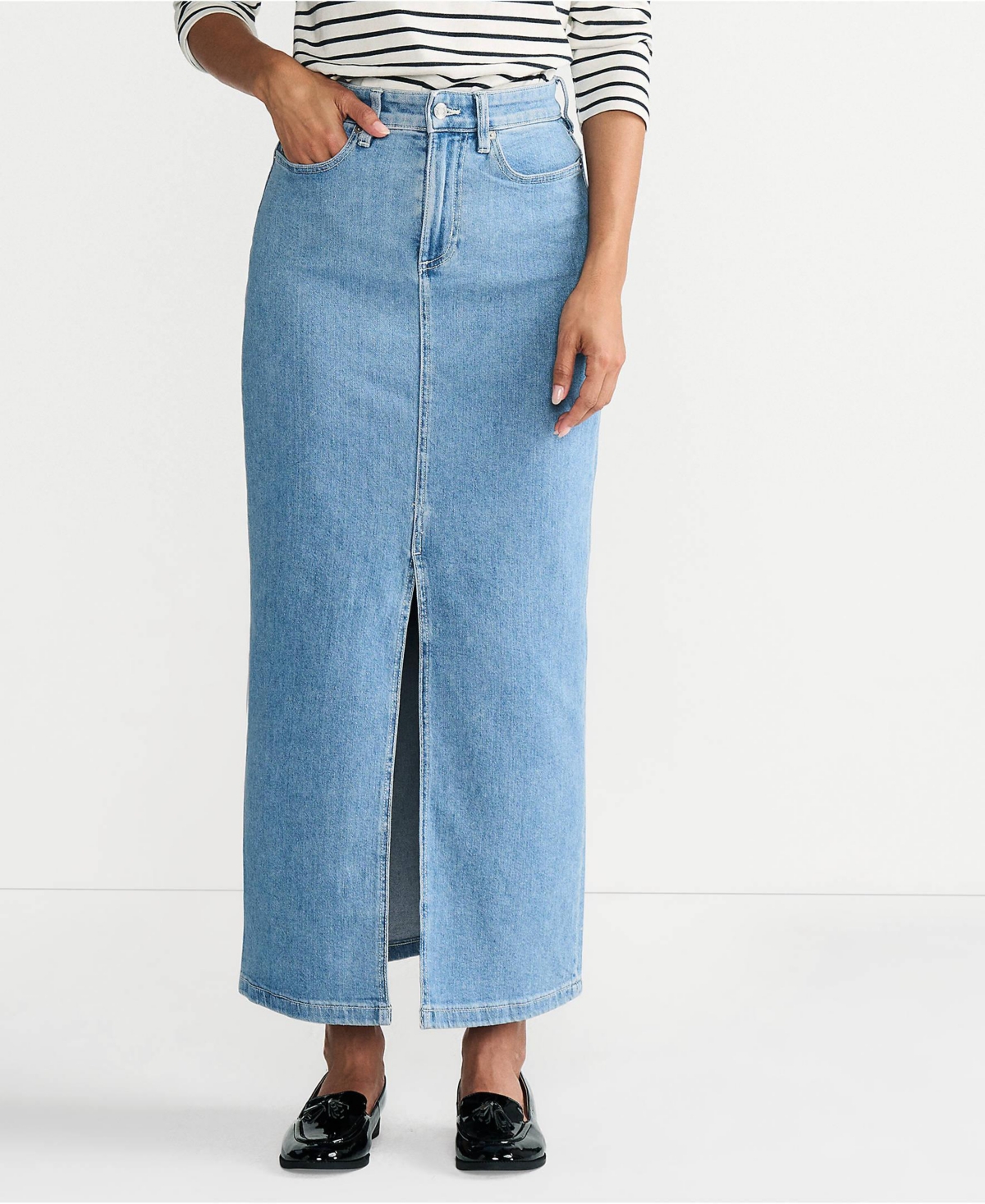 Click here for Lands End Womens Soft Denim Maxi Skirt - Hutton bl... prices