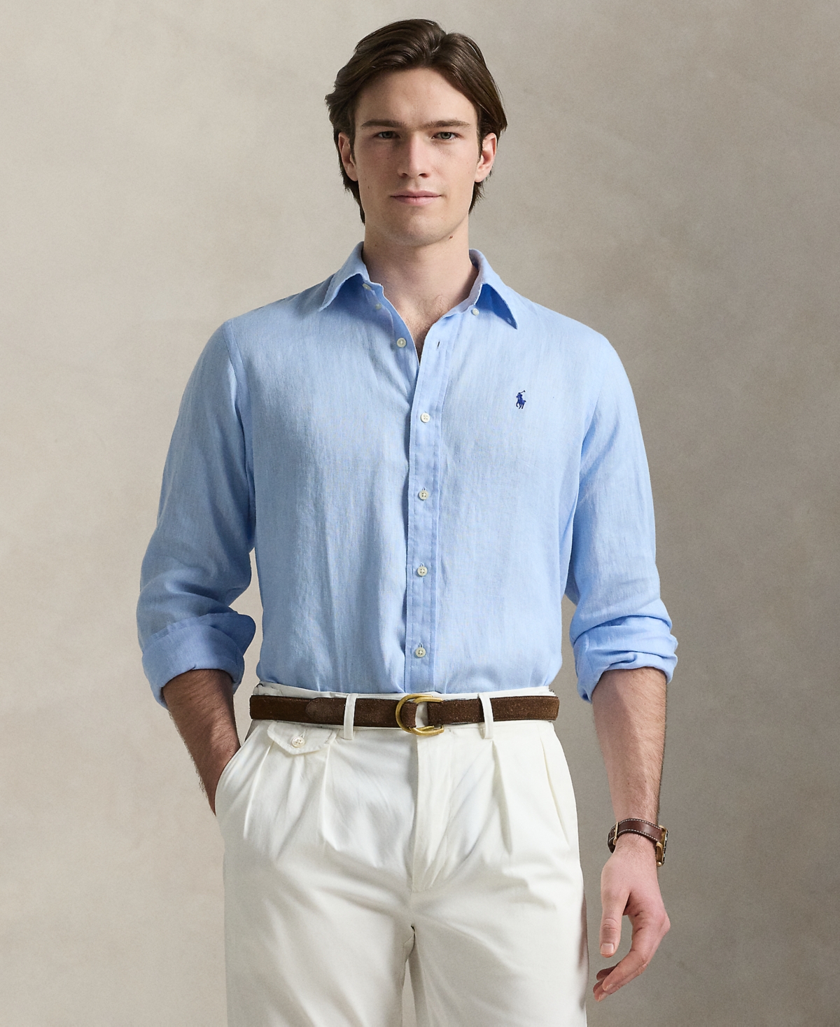 Click here for Polo Ralph Lauren Mens Classic Fit Linen Shirt - O... prices