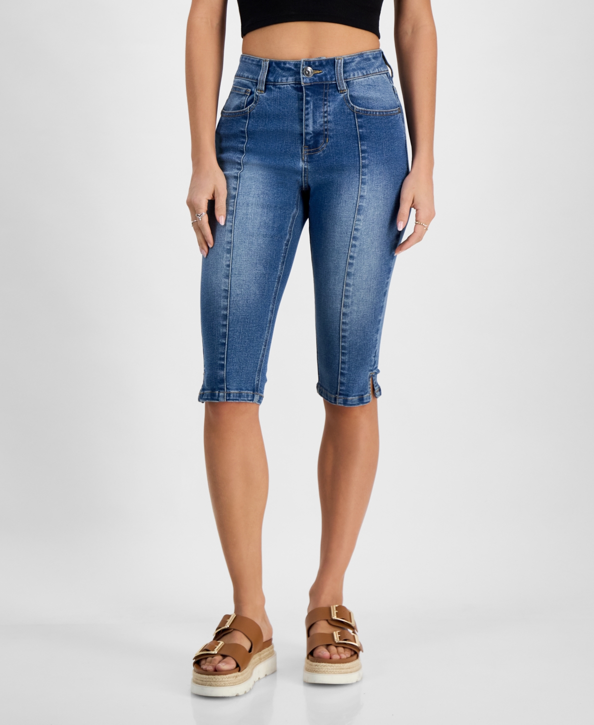 Click here for Dollhouse Juniors Seam Front High-Rise Capri Jeans... prices
