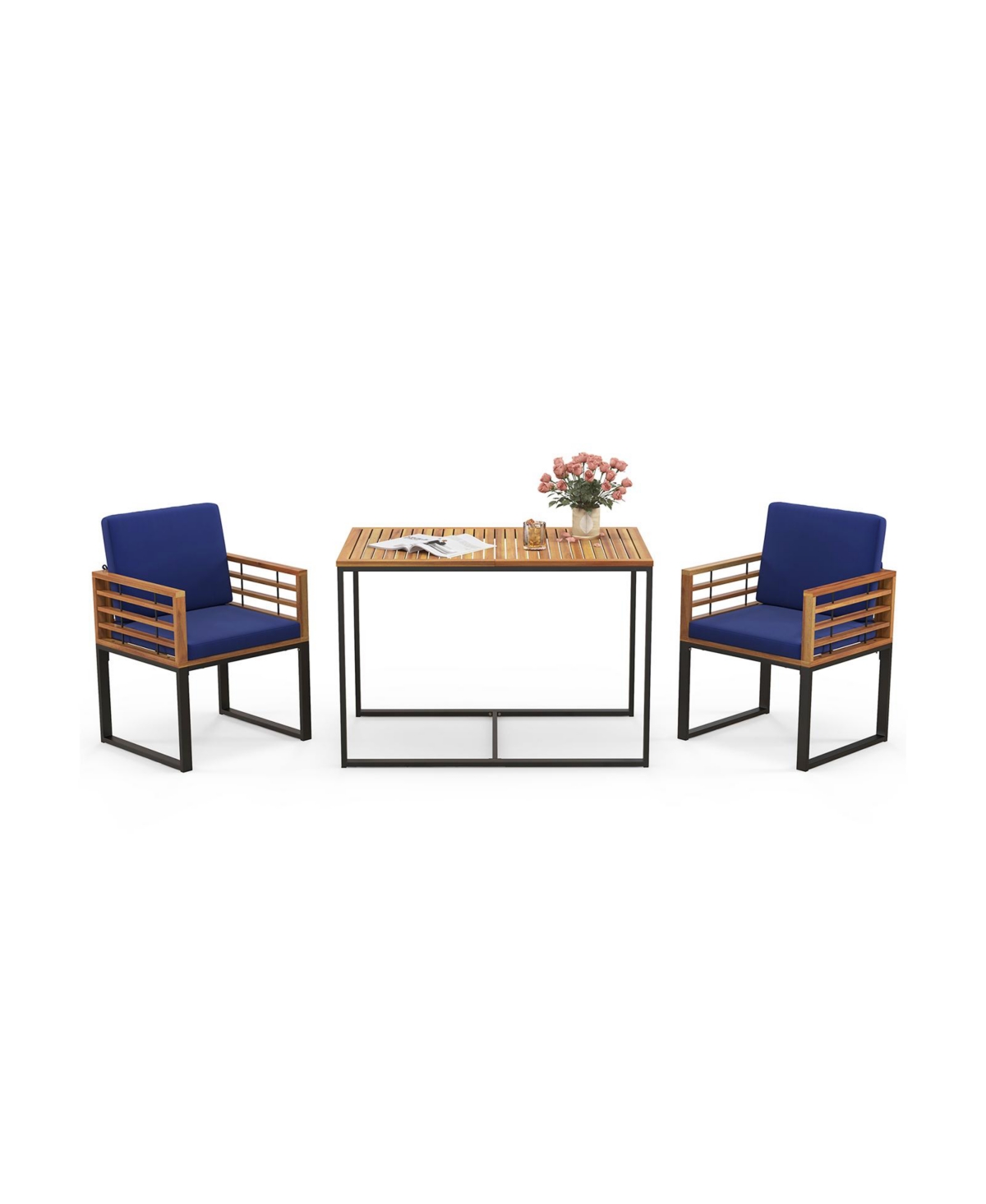 Click here for 3 Pieces Outdoor Dining Set with 2 Acacia Wood Arm... prices