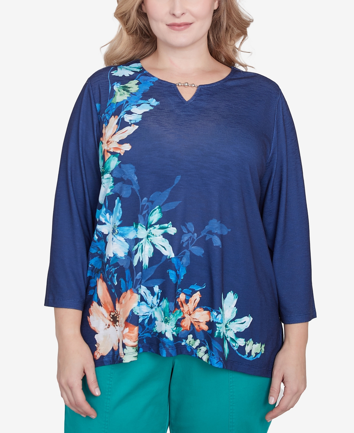 Click here for Alfred Dunner Plus Size Nantucket Asymmetric Flora... prices