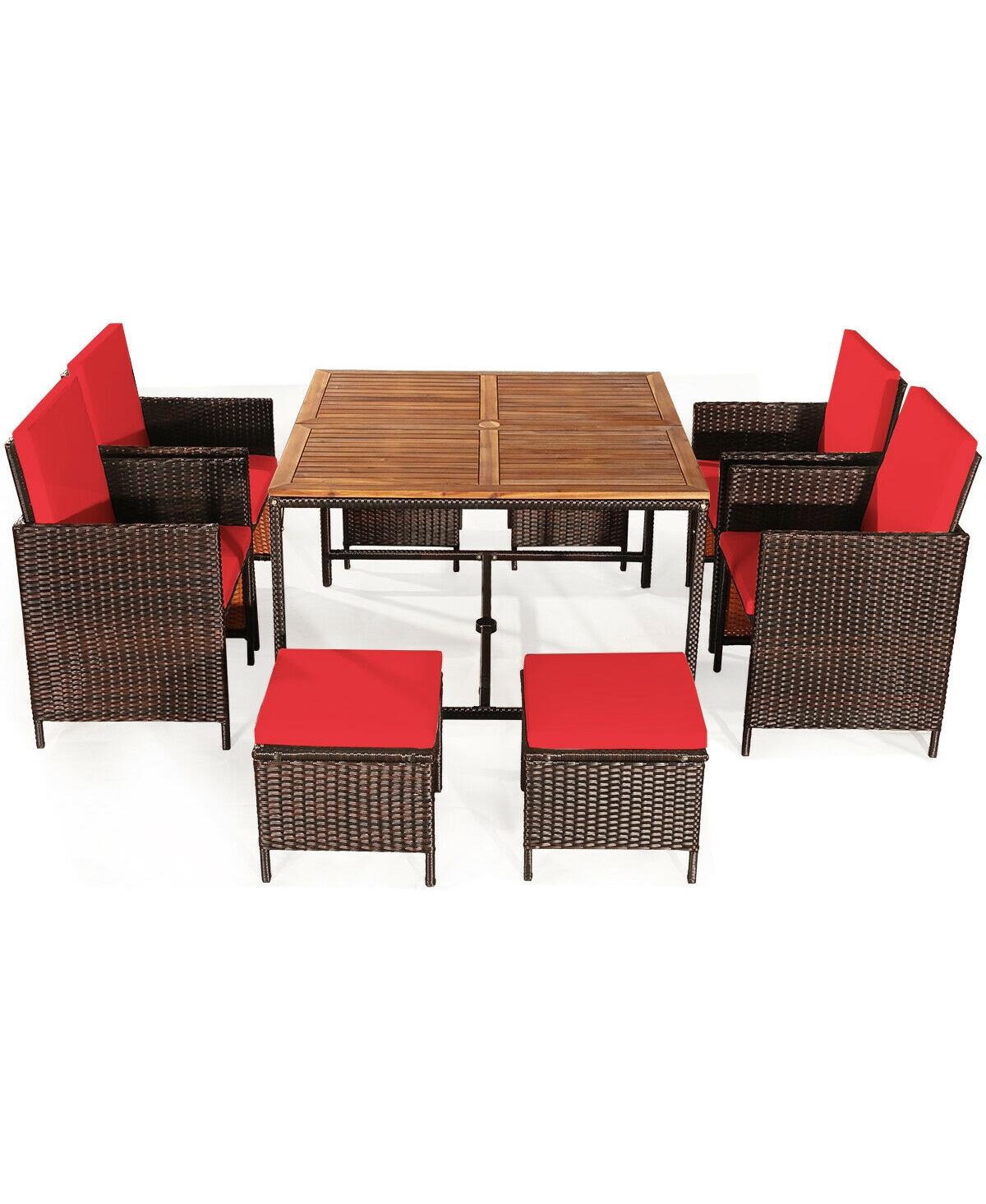 Click here for 9 Pieces Patio Rattan Dining Cushioned Chairs Set... prices