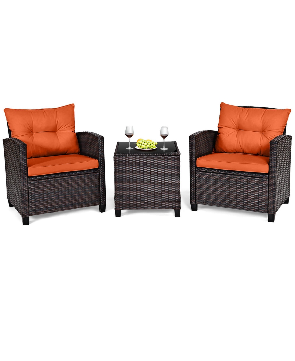 Click here for Gymax Set of 3 Rattan Furniture Set Patio Cushione... prices