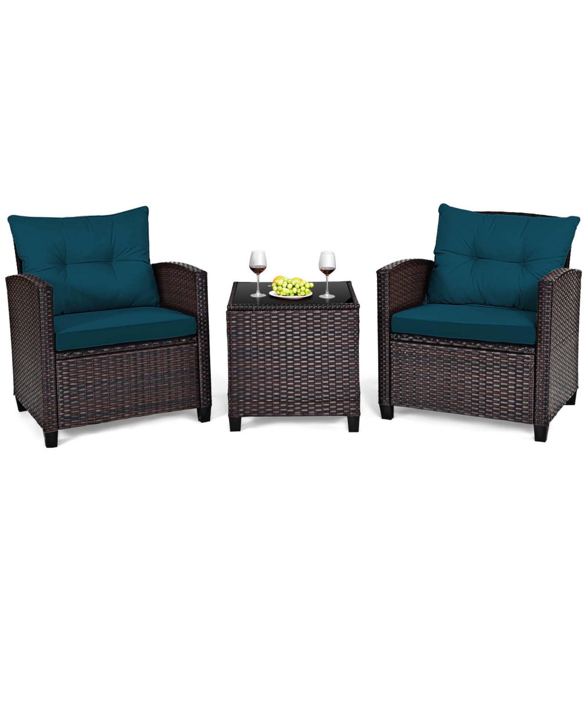 Click here for Gymax Set of 3 Rattan Furniture Set Patio Cushione... prices