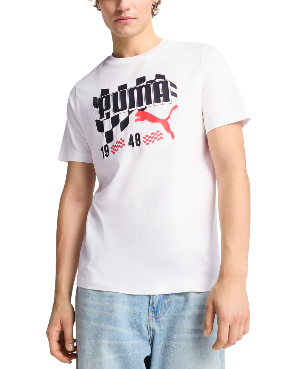 Click here for Puma Mens Moto Flag Graphic T-Shirt - White prices