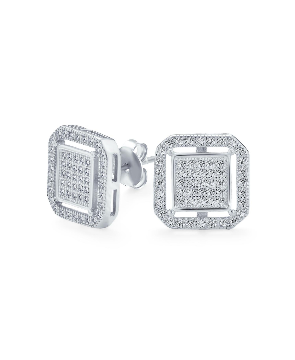 Click here for Bling Jewelry Geometric Cz Stud Earrings: Flat Squ... prices
