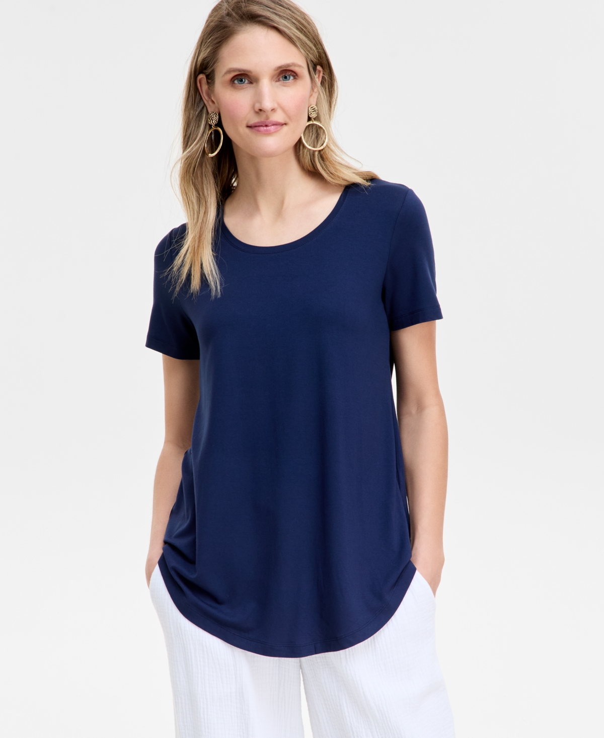 Click here for Jm Collection Womens Scoop-Neck Short Sleeve Top... prices