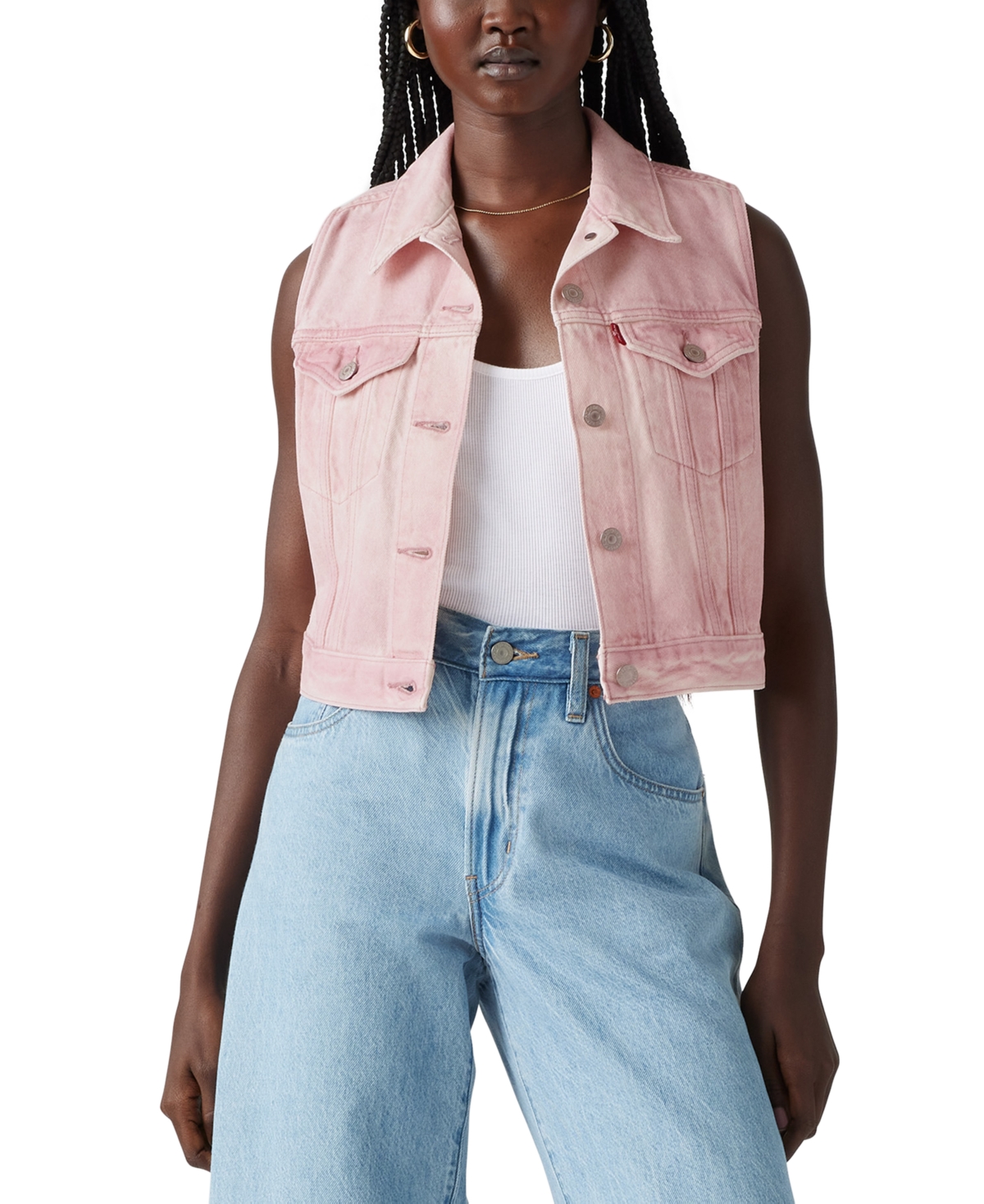 Click here for Levis Womens Cotton Denim Button-Front Vest - Clou... prices