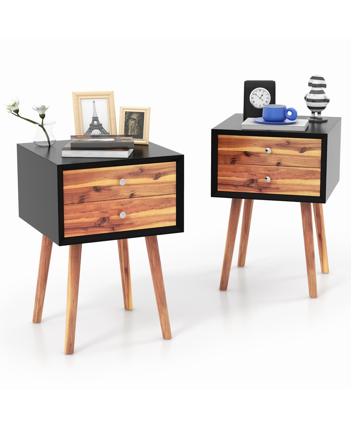Click here for Gymax 2PCS Wooden Nightstand Mid-Century End Side... prices