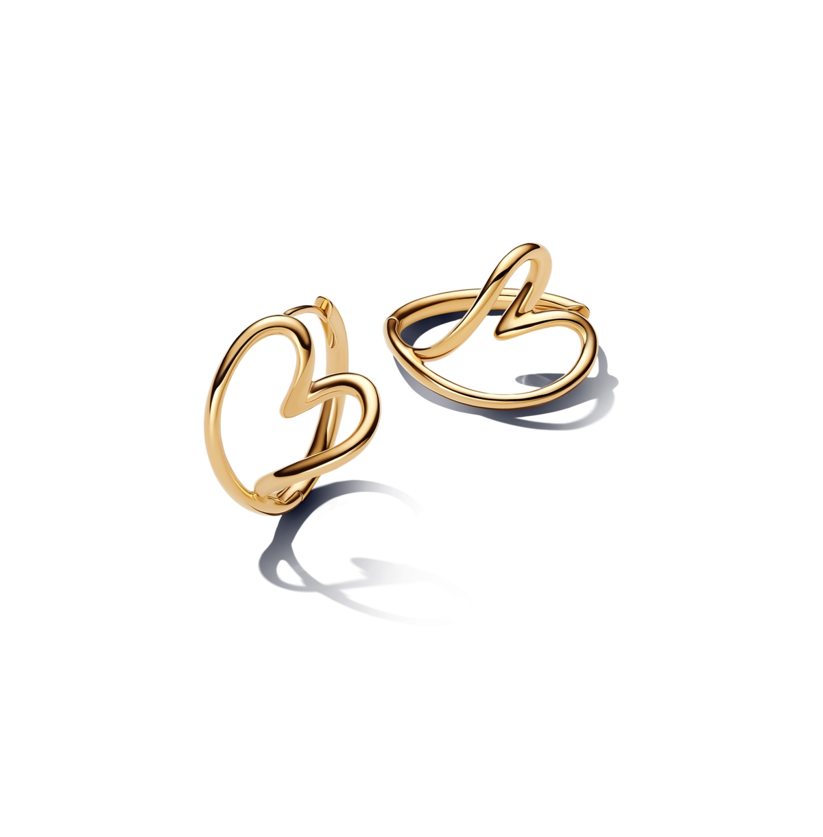 Click here for Pandora Gold Plated Heart Shaped Hoop Earrings - 1... prices