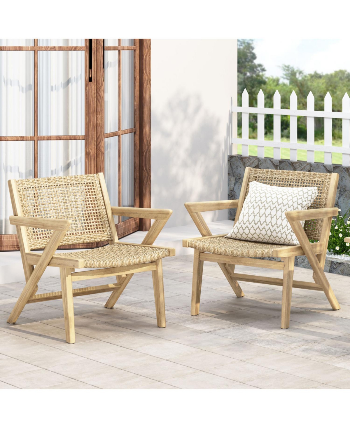 Click here for Streamdale Acadia Wood and Woven Wicker Set of 2 C... prices