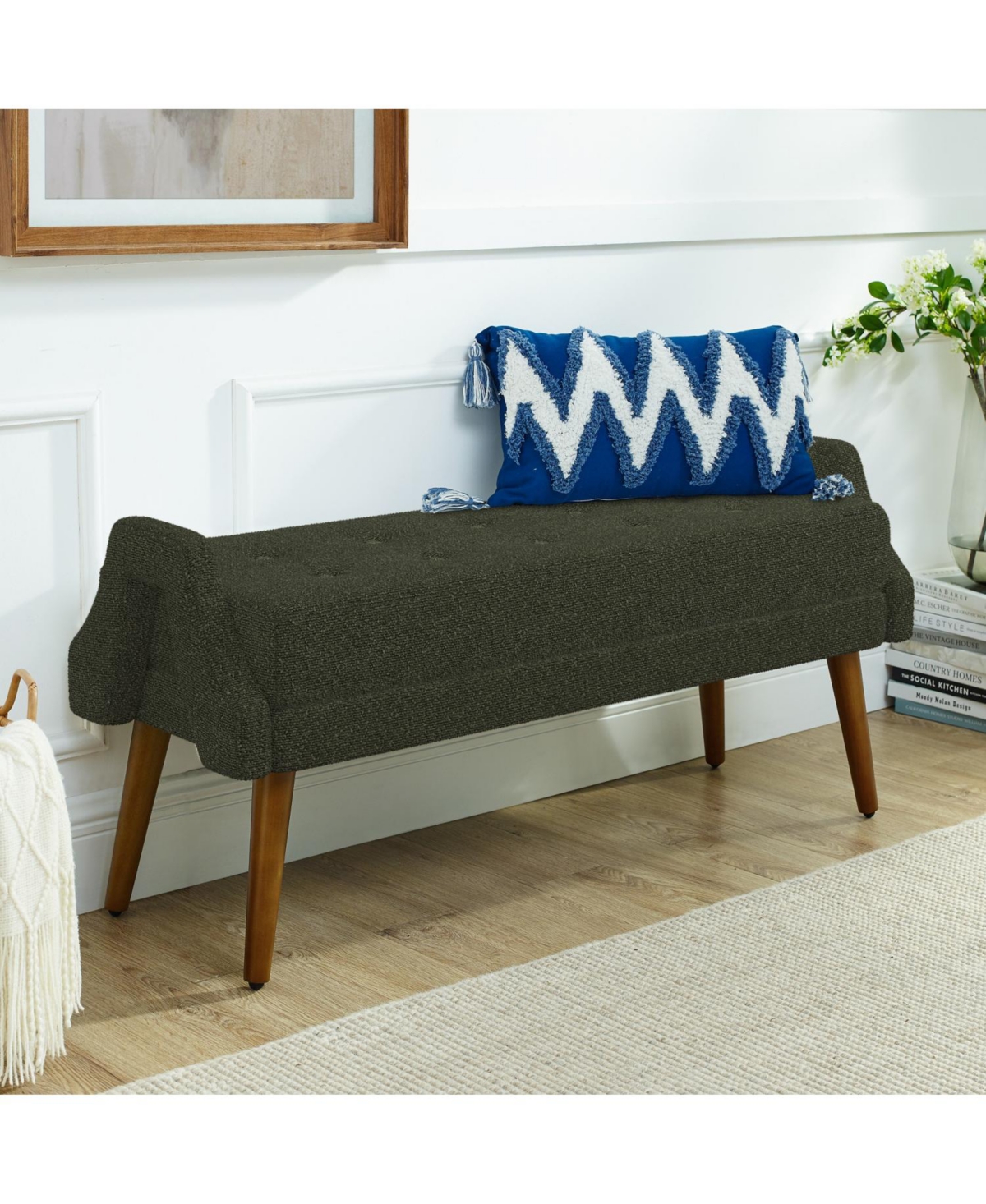 Click here for Streamdale Modern Loop Yarn Bench with Geometric A... prices