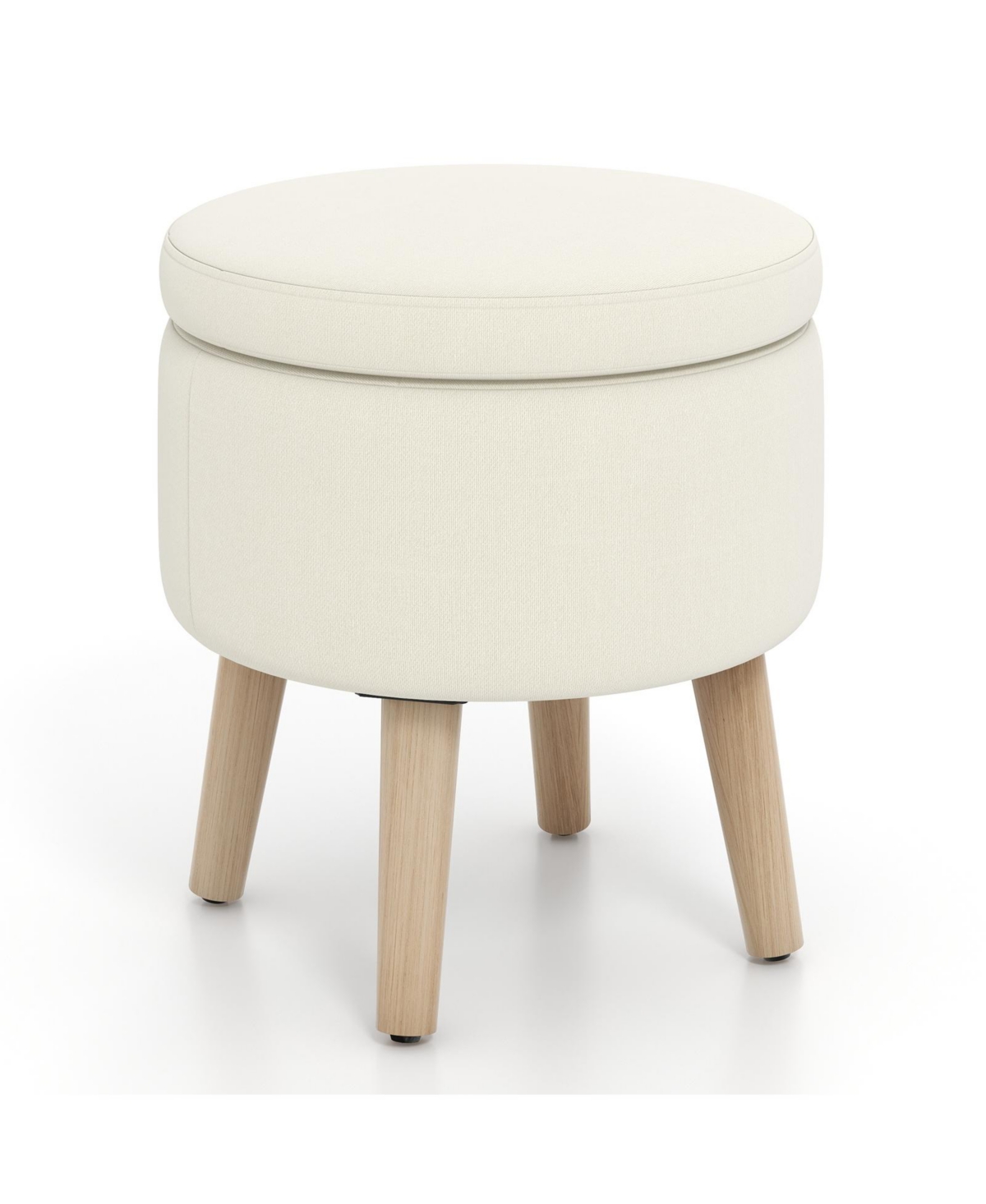 Click here for Round Storage Ottoman with Rubber Wood Legs and Ad... prices