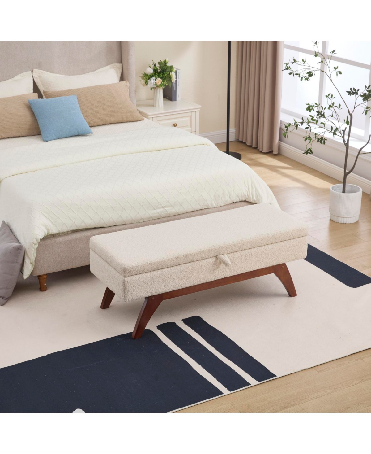 Click here for Streamdale Teddy wool fabric  solid wood feet for... prices