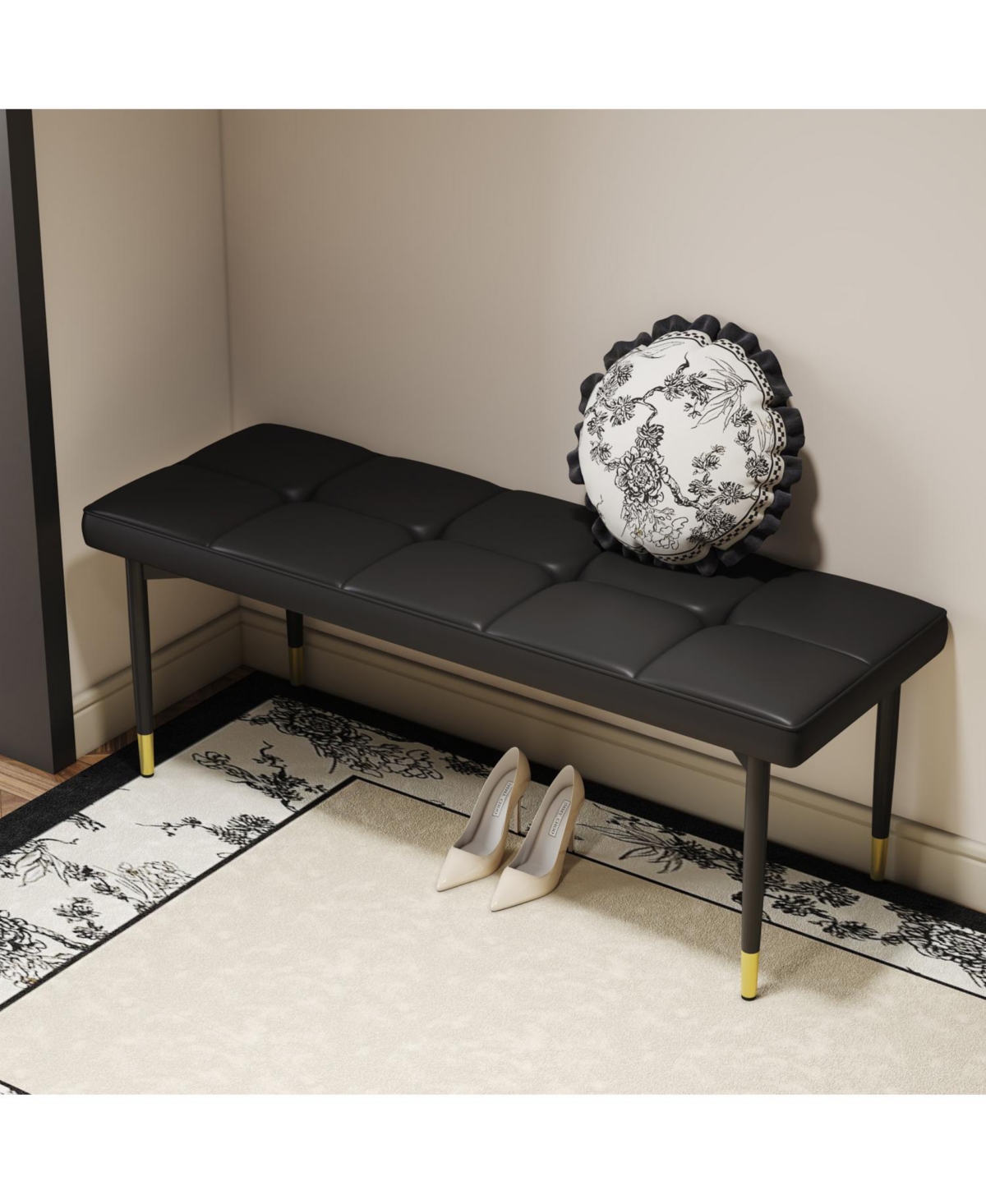 Click here for Streamdale Multifunctional Black Shoe Bench  47&#x... prices