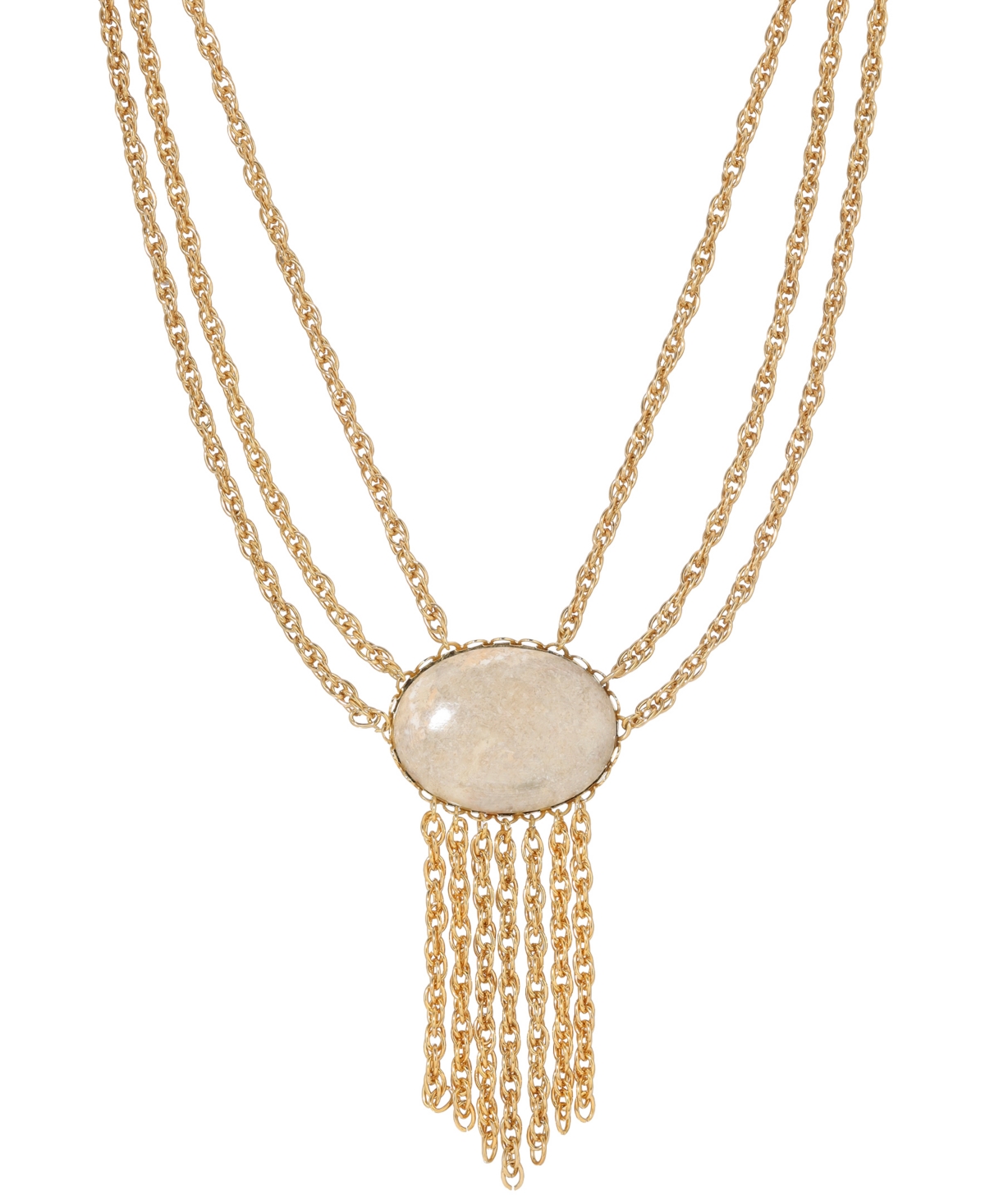 Click here for 2028 Oval Riverstone Drape Necklace - Brown prices