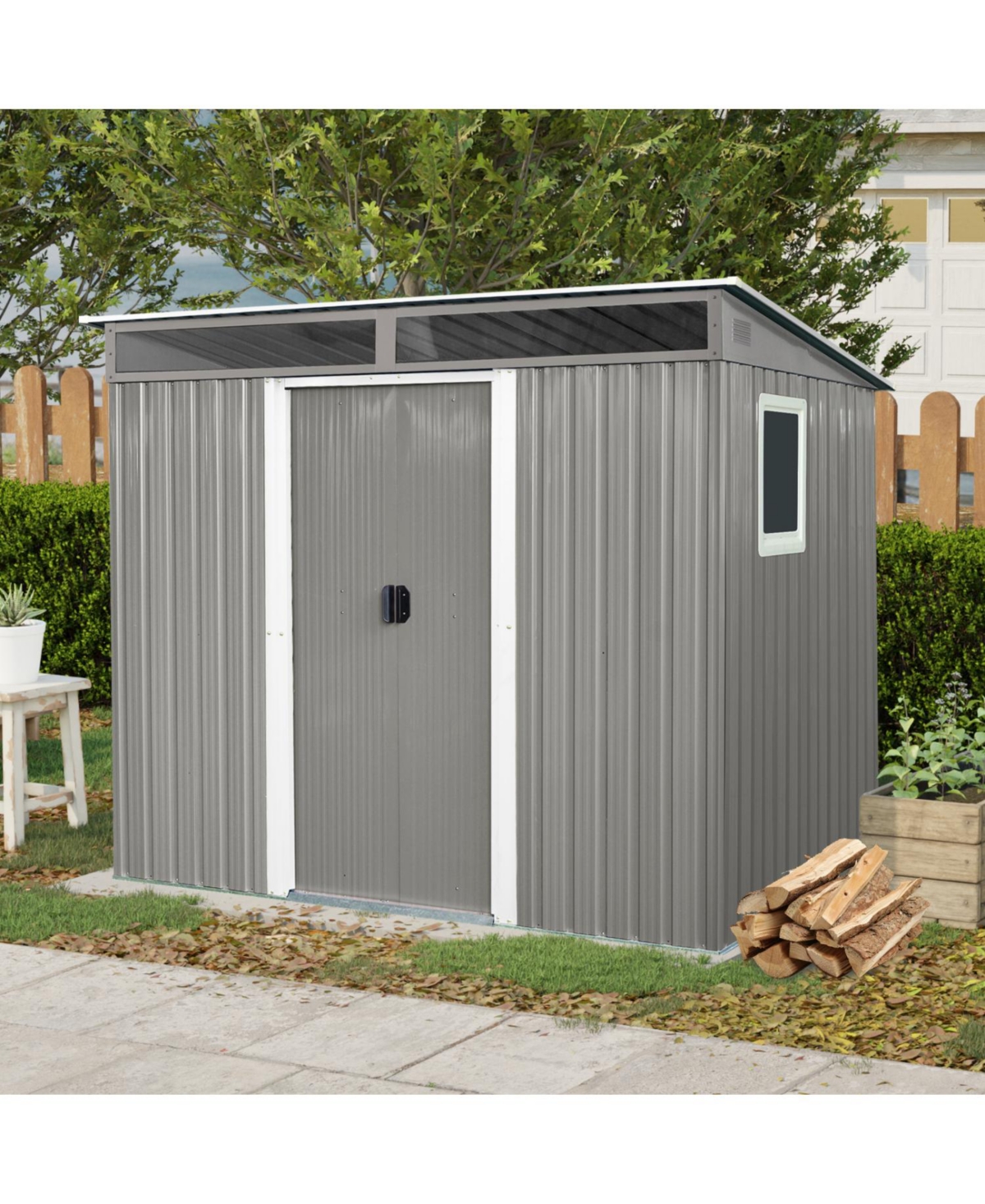 Click here for Streamdale 8 ft x 6 ft Outdoor Metal Storage Shed... prices