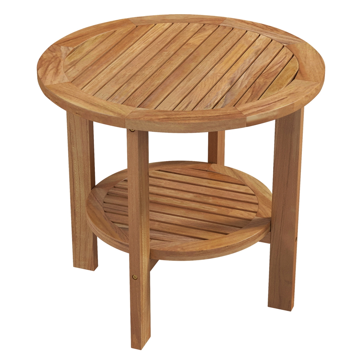 Click here for Patio Teak Wood End Table with Round Top and Lower... prices
