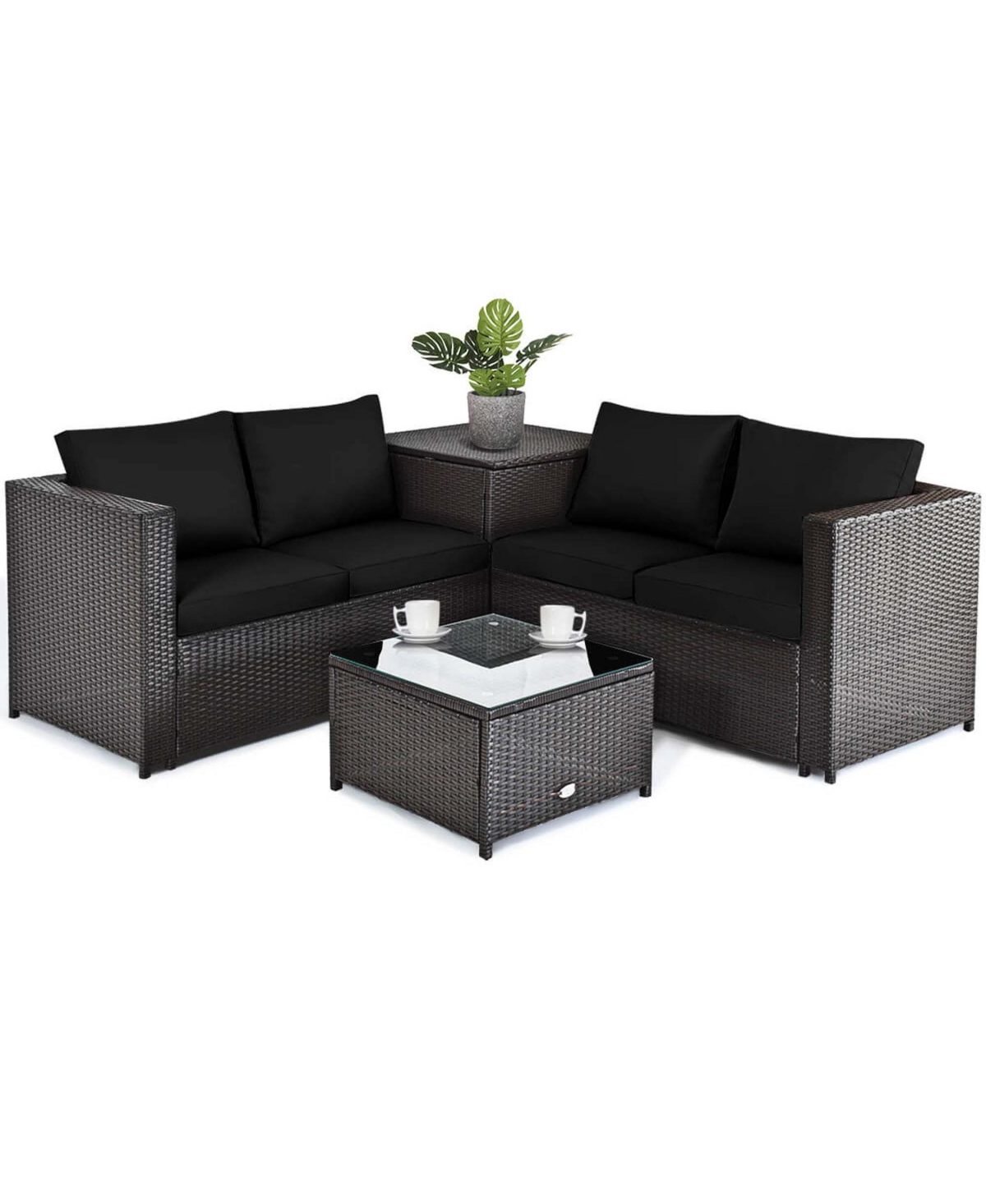 Click here for Gymax Set of 4 Patio Rattan Furniture Set Cushione... prices