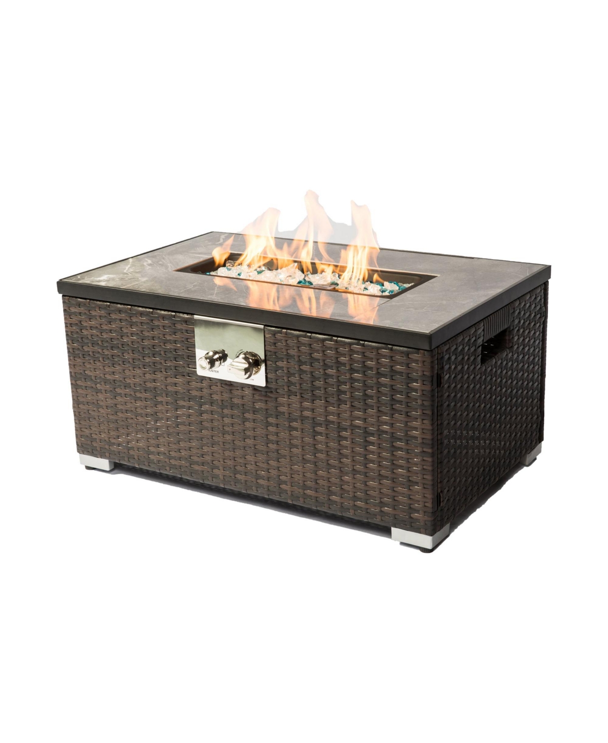 Click here for Outdoor Fire Table Propane Fire Pit Rattan gas fir... prices