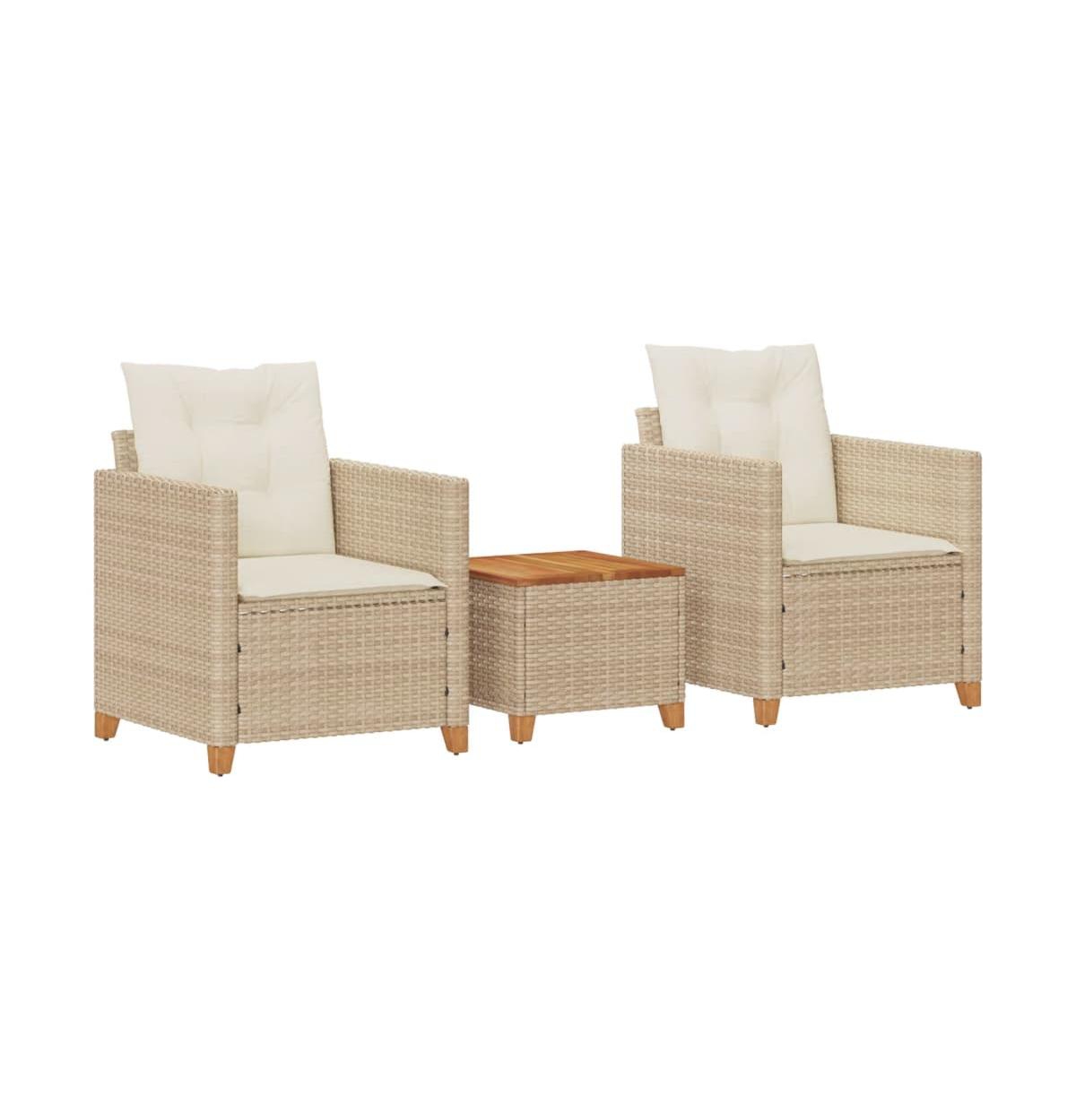 Click here for 3 Piece Bistro Set with Cushions Beige Poly Rattan... prices