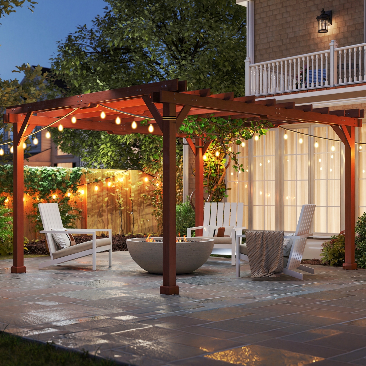 Click here for Outsunny 11 x 12.5 Outdoor Wood Pergola with Grape... prices