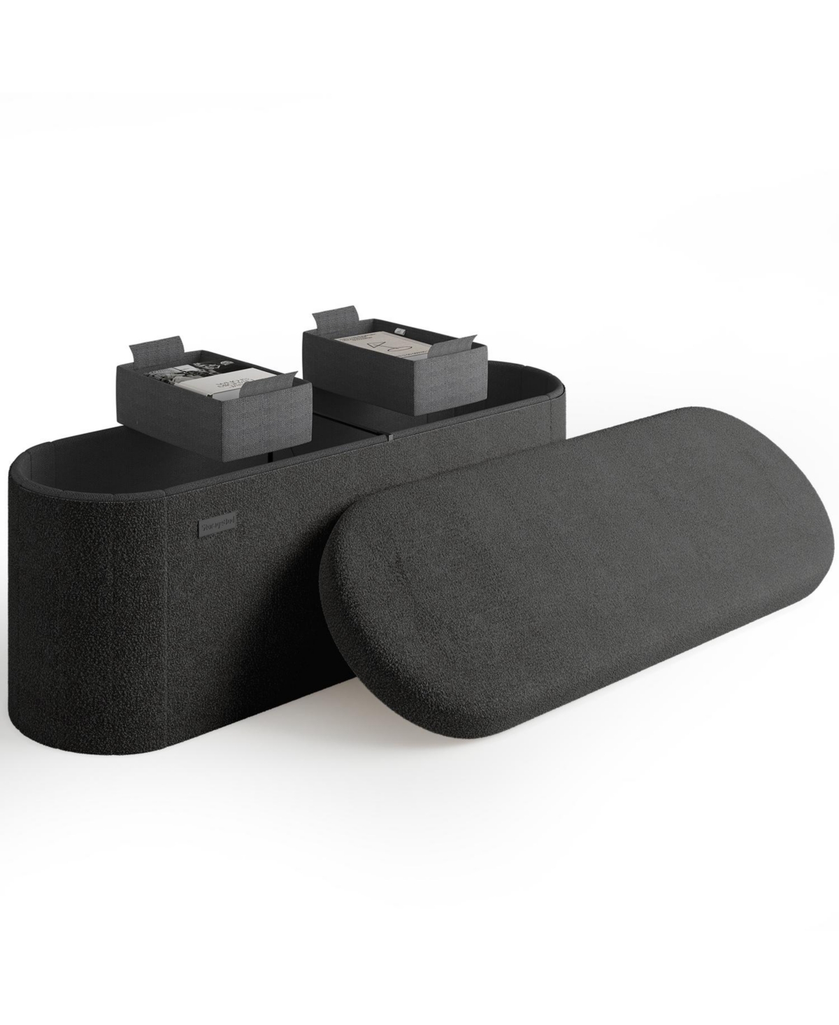 Click here for Ovel Boucle Ottoman Storage Bench – Modern... prices