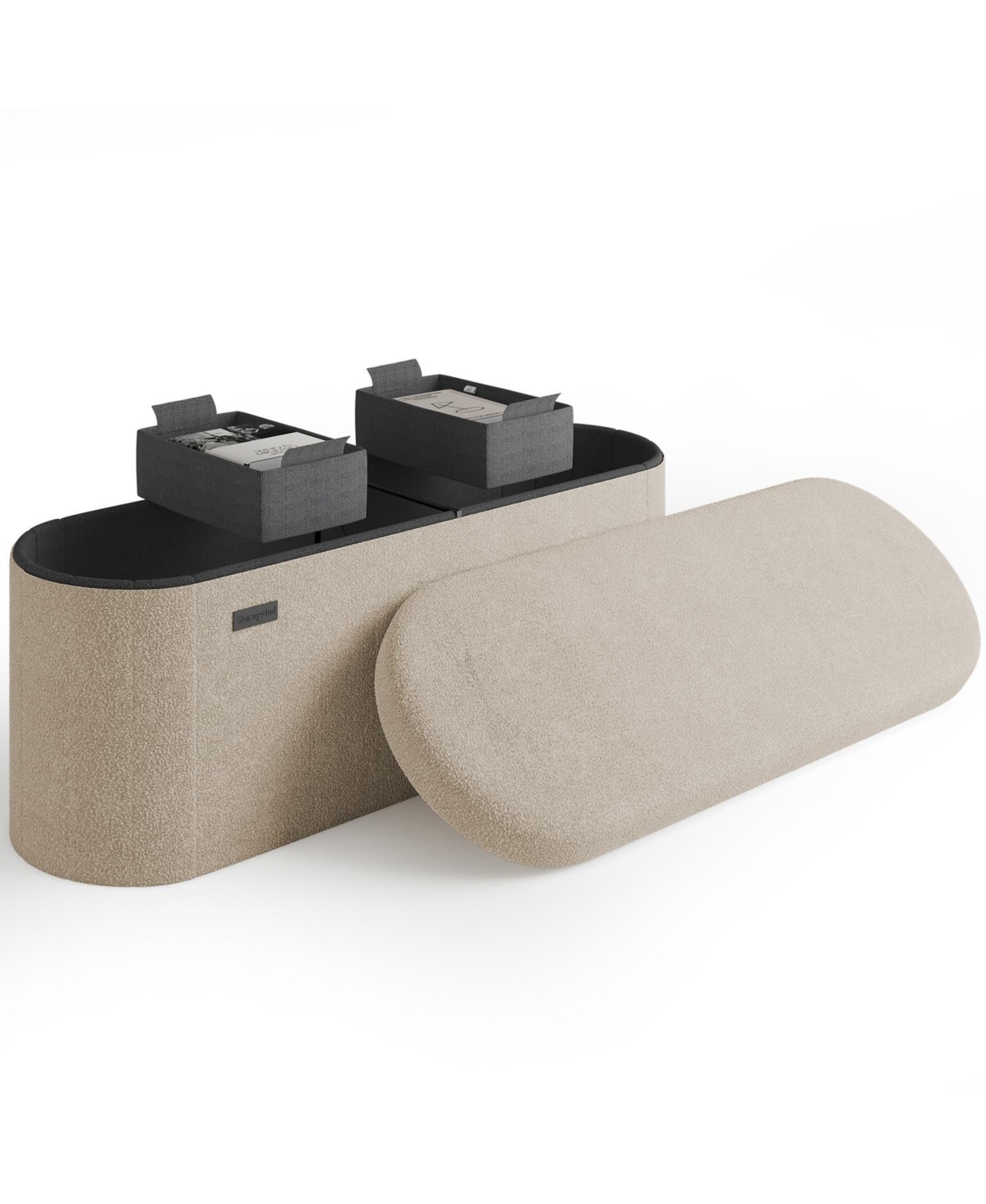 Click here for Ovel Boucle Ottoman Storage Bench – Modern... prices