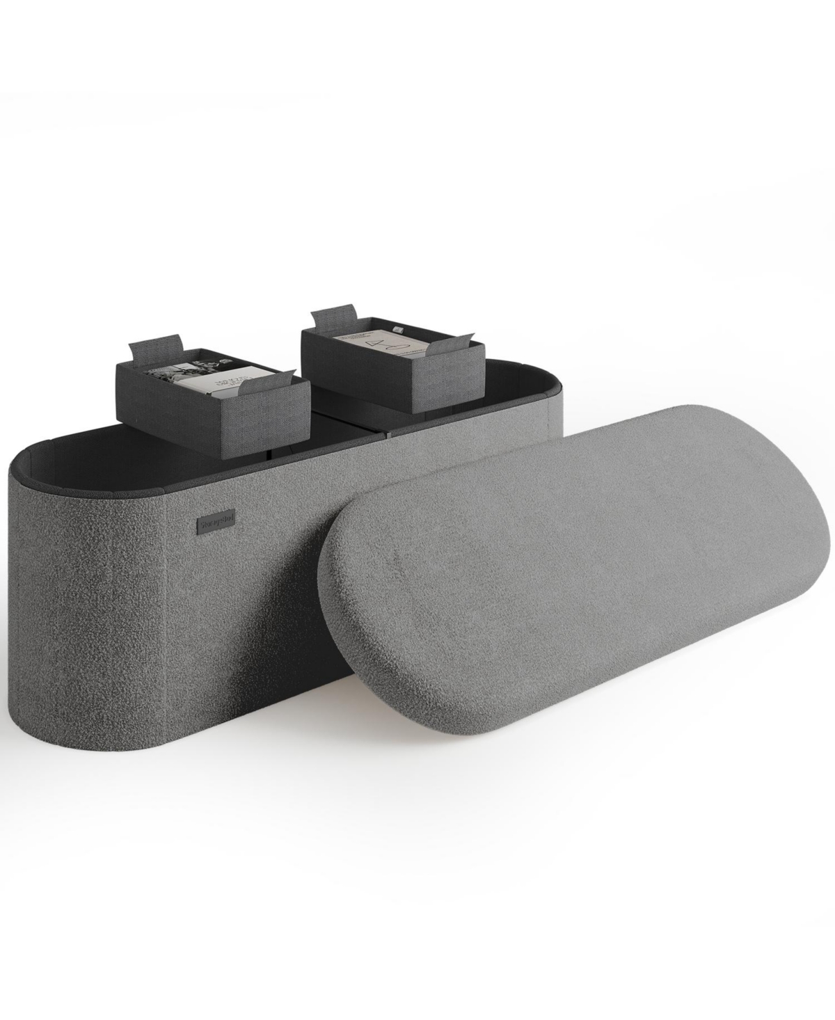 Click here for Ovel Boucle Ottoman Storage Bench – Modern... prices
