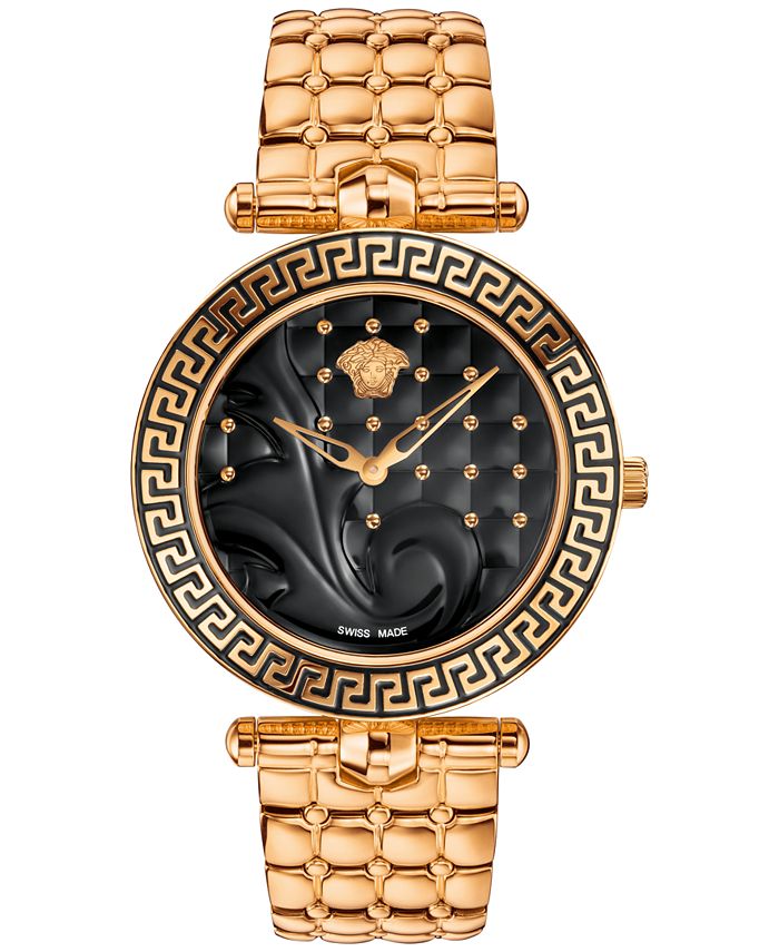 Versace Men's Swiss Rose Gold-Tone Ion-Plated Stainless Steel Bracelet ...