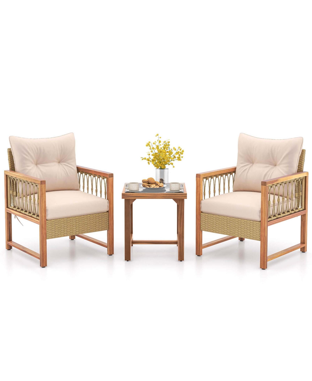 Click here for Gymax 3 Pcs Furniture Set Patio Pe Wicker Conversa... prices