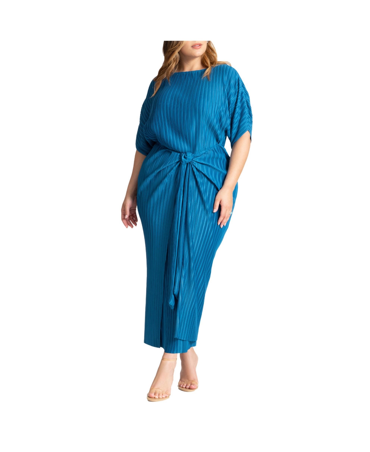 Click here for Eloquii Womens Plus Size Draped Plisse Dress - Dar... prices